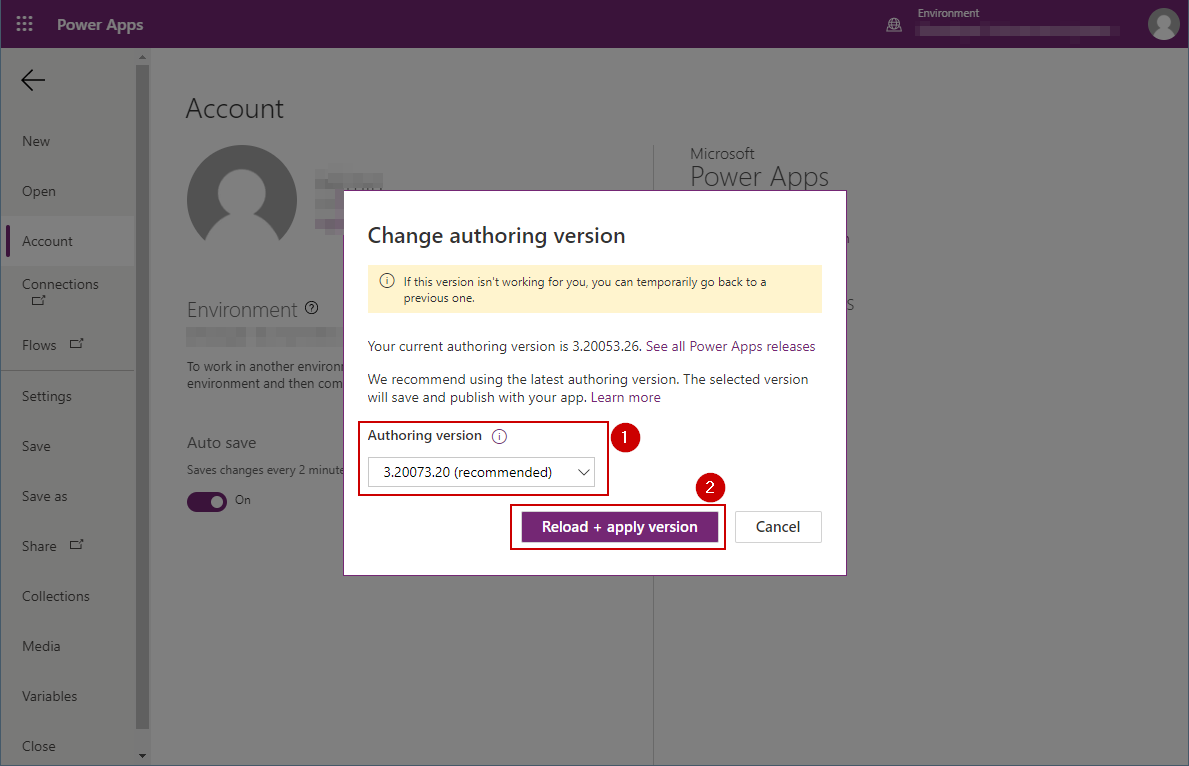 Authoring version in Canvas Apps – Power Maverick